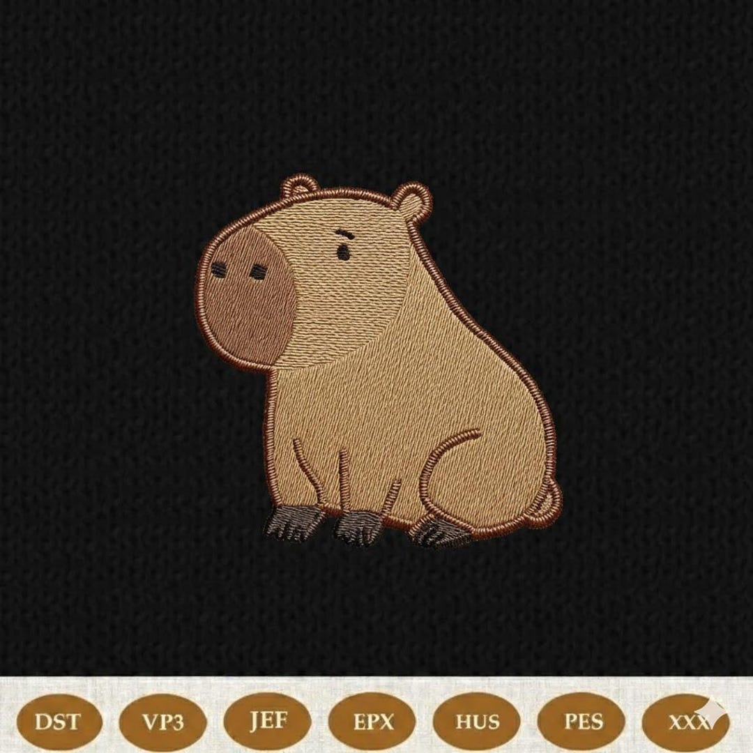 Capybara Embroidery Patch Minimal Animal Design Hand Stitched Iron on ...