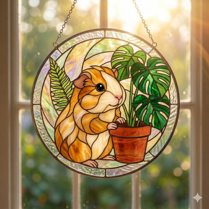 Guinea Pig Suncatcher Plant Lover Window Hanging Garden Decor - Etsy