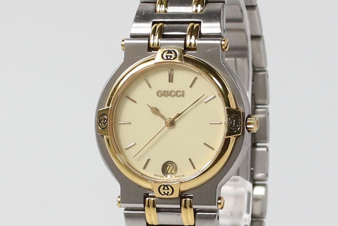 Vintage GUCCI 9000M Gold Ivory Dial Date Quartz Men's Watch - Etsy