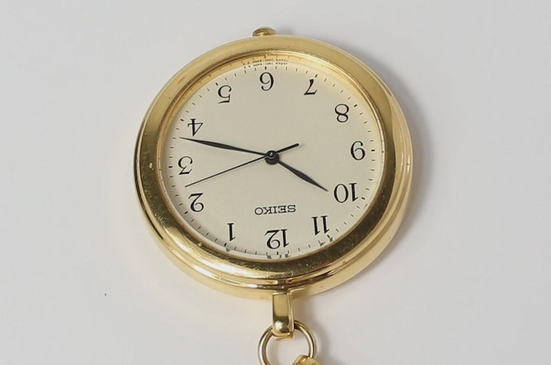 Vintage SEIKO 7N01-9A00 Water Pesistant Gold Pocket Watch Quartz From ...