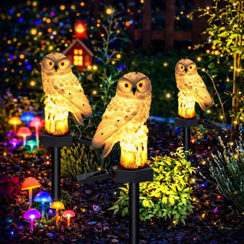 Solar Owl Light – LED Outdoor Garden Lamp, Waterproof Yard Decor, Solar ...