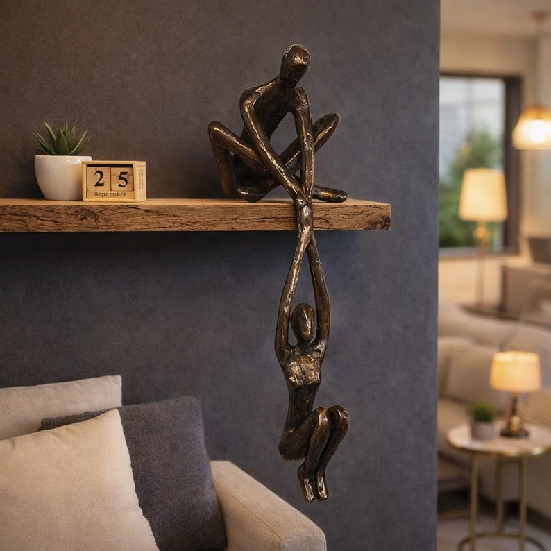 Man Lifting Woman Figurine – Romantic Couple Sculpture, Modern Bronze ...