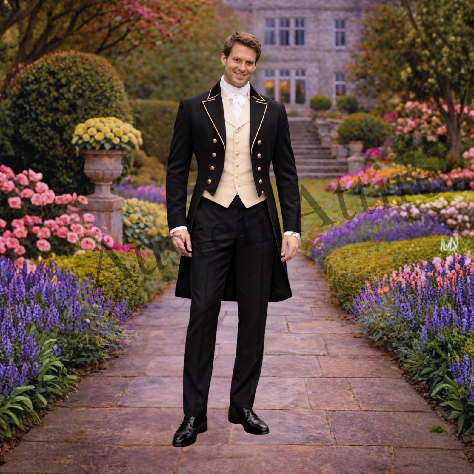 Father Son Matching Regency Tailcoat Outfit – Victorian Black & Gold ...