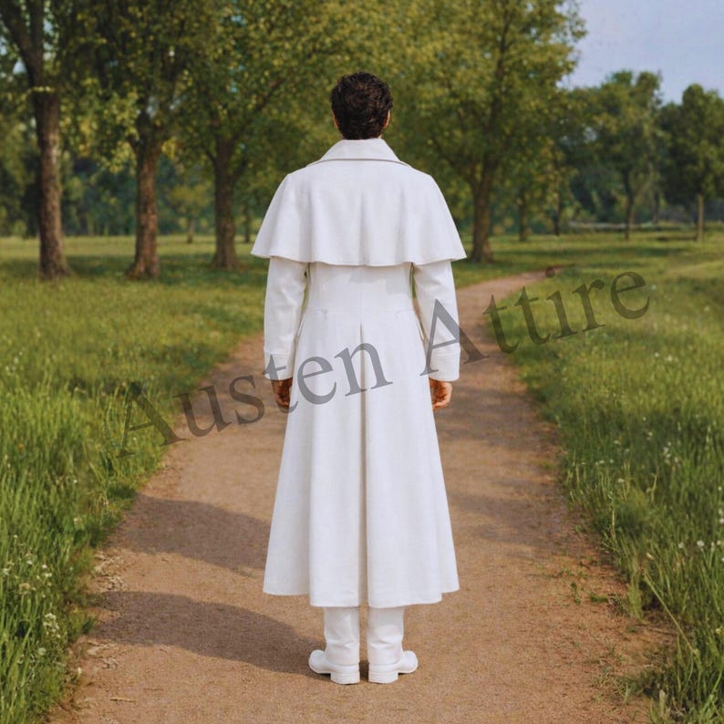 Men’s White Wool Cape Coat | Regency Victorian Inverness Coat ...