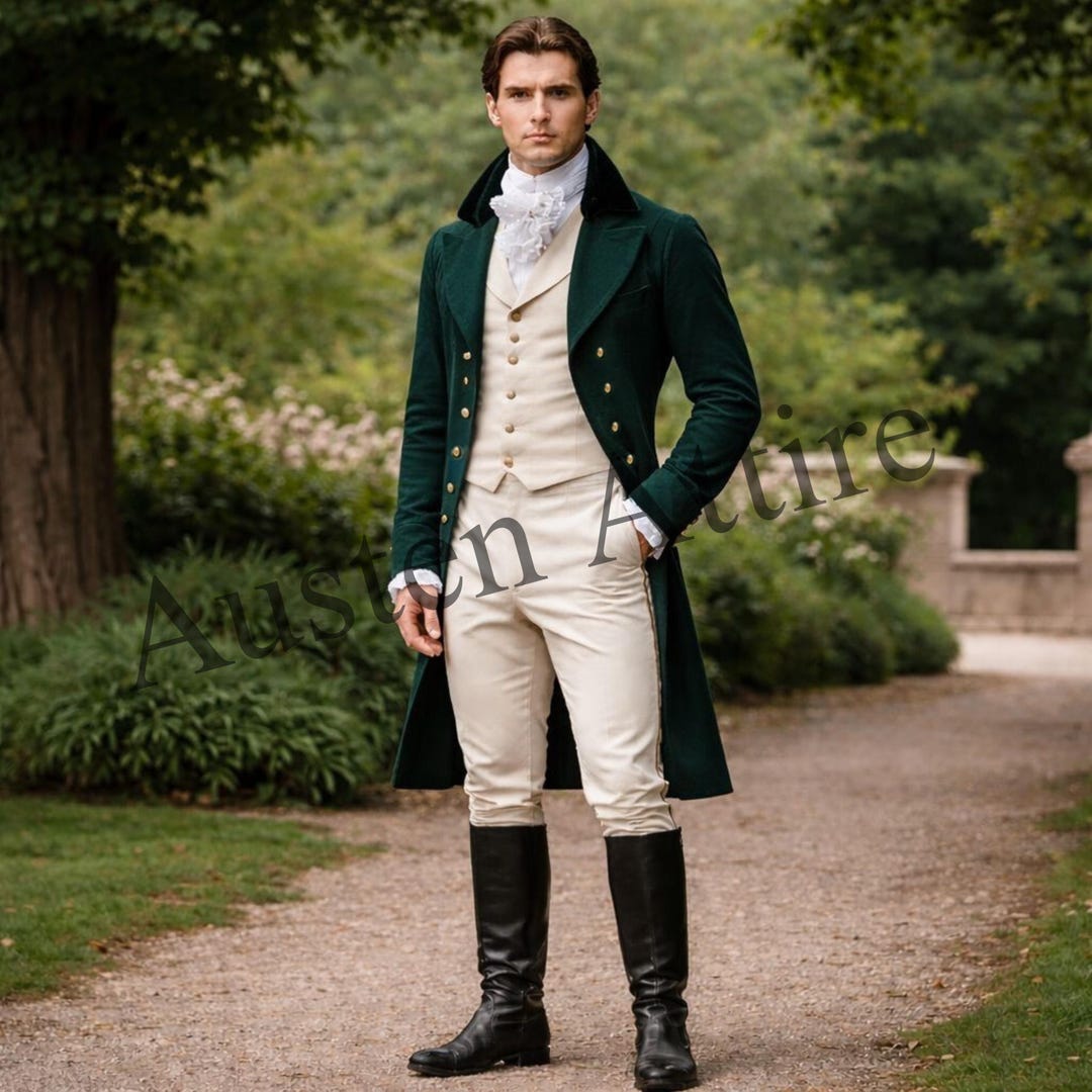 Mr. Darcy Pride Prejudice Historical Costume Outfit - Men’s Green ...