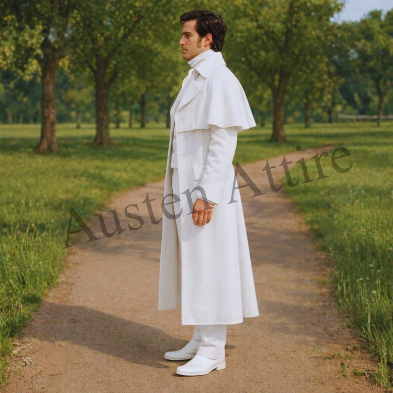 Men’s White Wool Cape Coat | Regency Victorian Inverness Coat ...