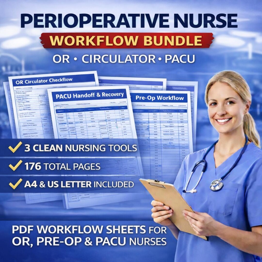 Perioperative Nurse Workflow Bundle | OR Circulator Checklist | PACU ...