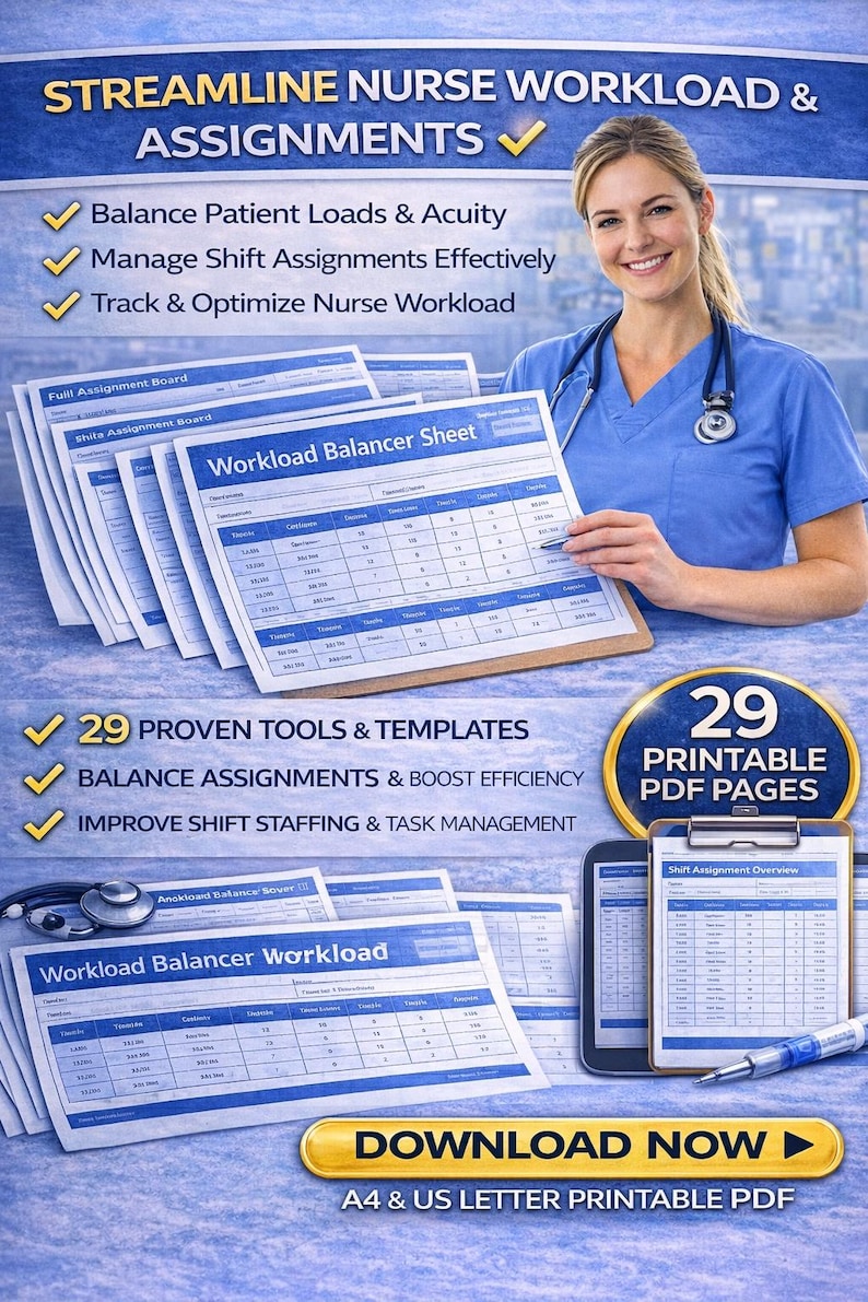 Nurse Planner Printable, Nurse Assignment Sheet, Workload Balancer ...
