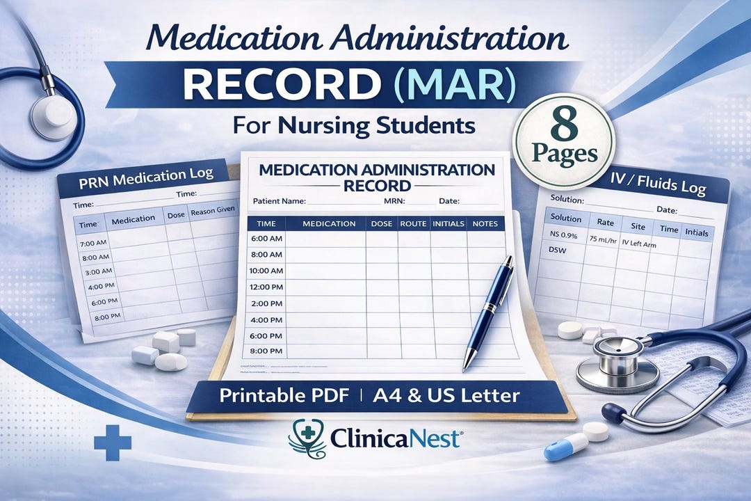 Medication Administration Record (mar) Printable PDF | Nursing ...