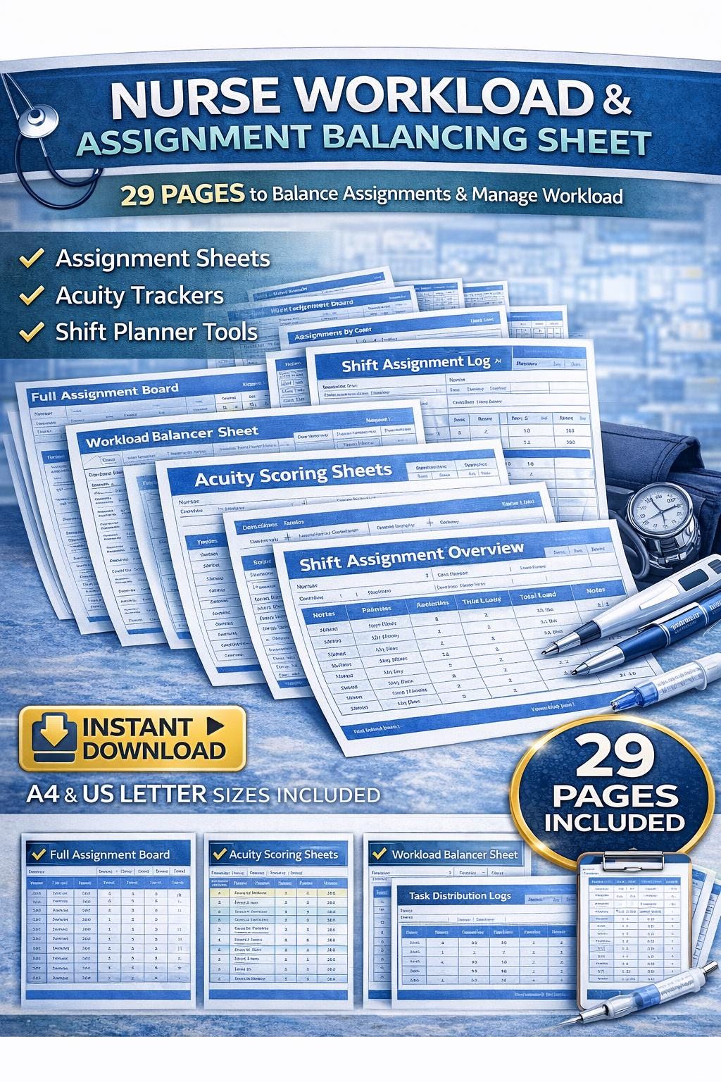 Nurse Planner Printable, Nurse Assignment Sheet, Workload Balancer ...
