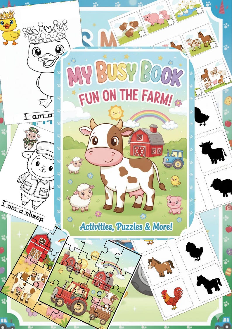 Farm Animals Busy Book – Printable Learning Activity for Kids - Etsy