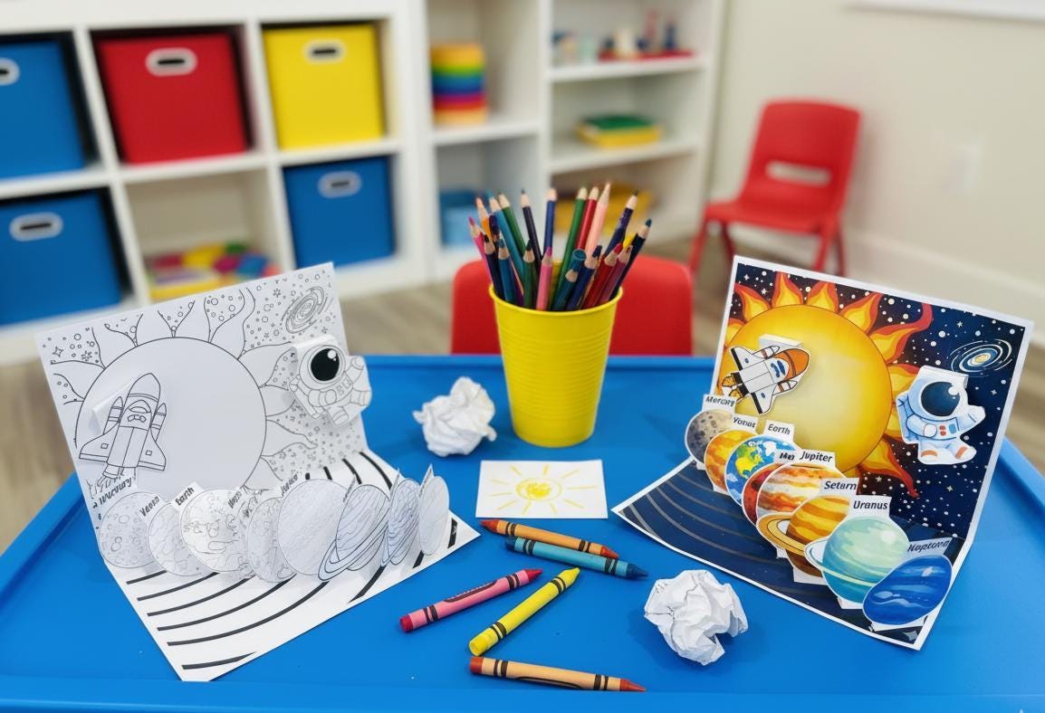 3D Solar System Pop-up Craft – Kids Space Diorama Activity (digital ...