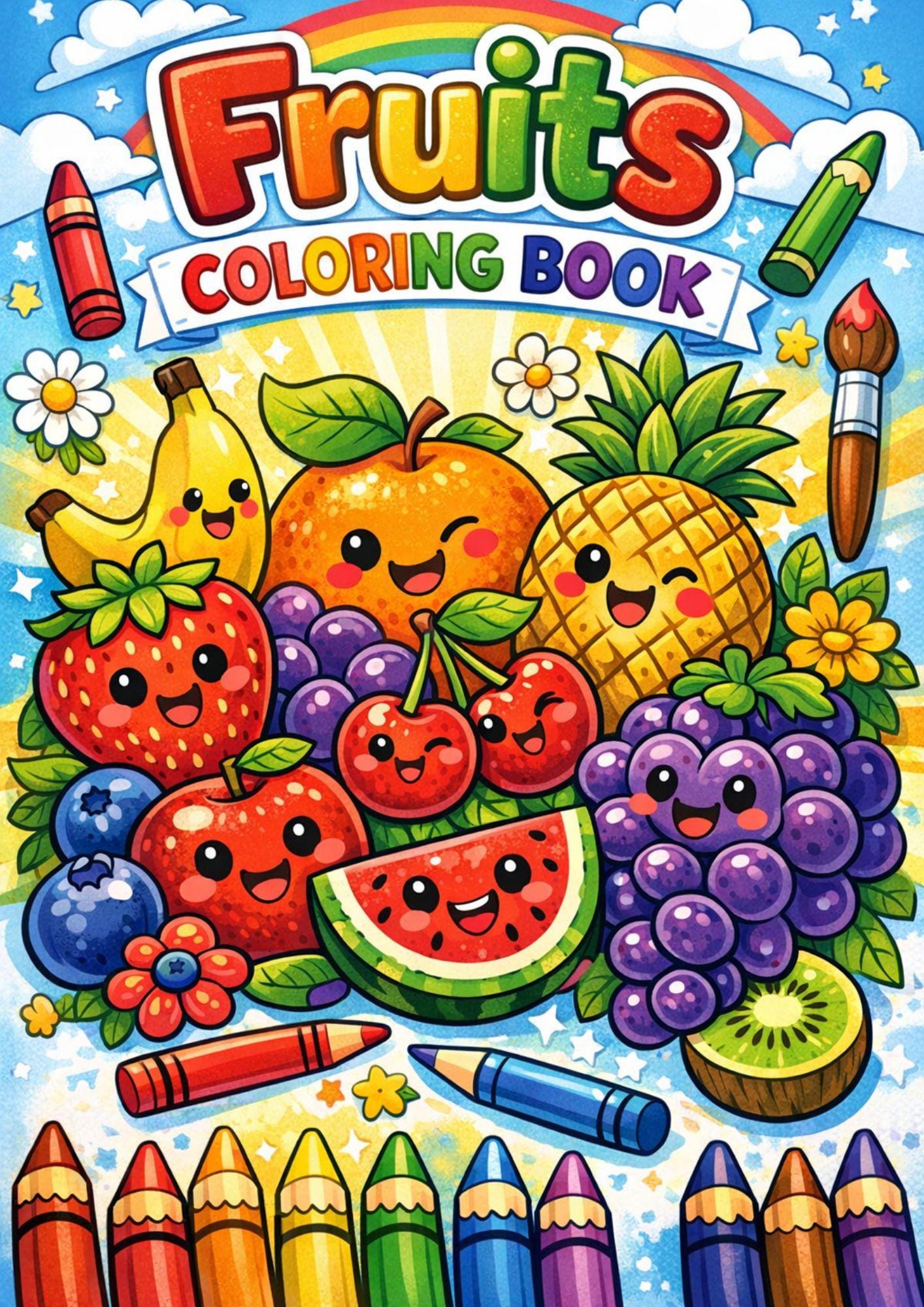 Fruits Coloring Book for Kids - Etsy
