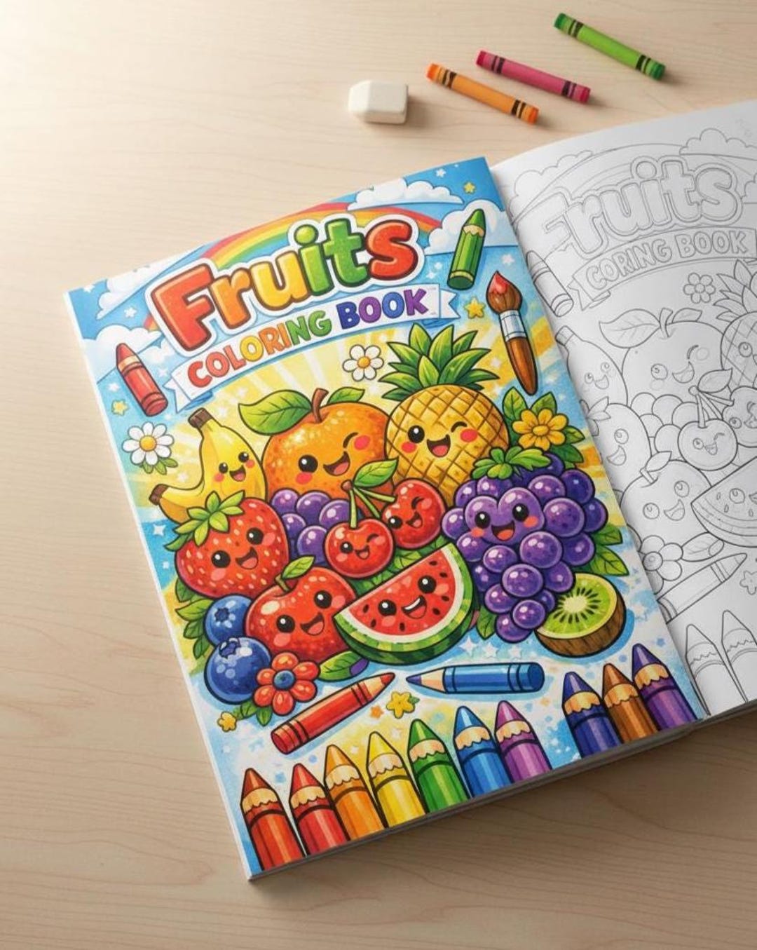 Fruits Coloring Book for Kids - Etsy
