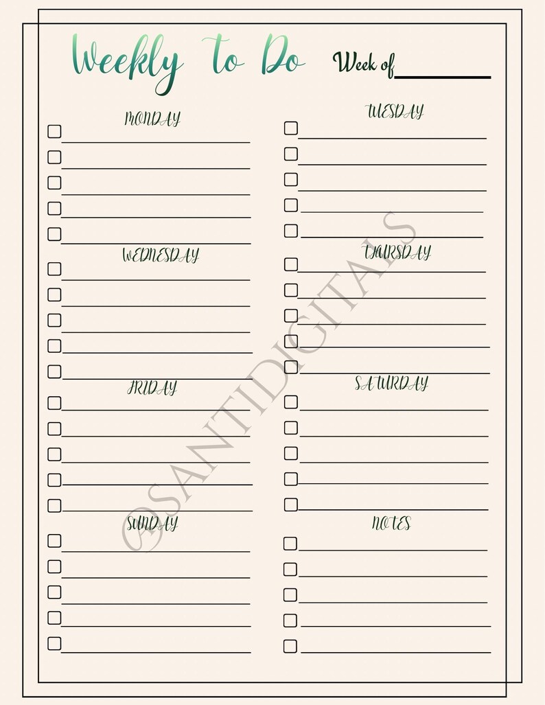 Printable/editable Weekly To-do List - Etsy