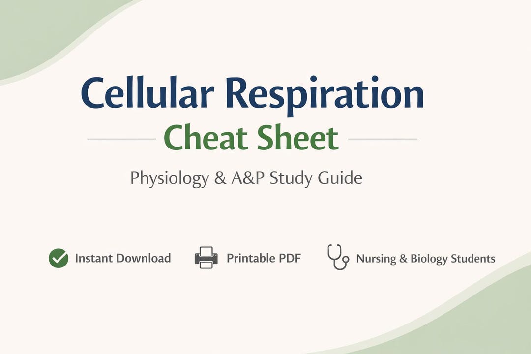 Cellular Respiration Cheat Sheet | Physiology and A&P Study Guide ...