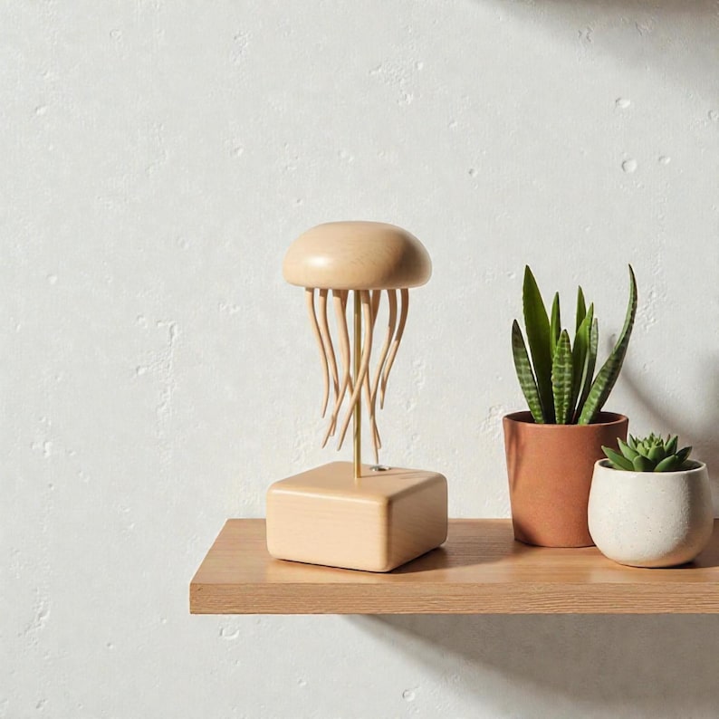 Wooden Jellyfish Automaton, Kinetic Desk Sculpture, Hand Carved ...