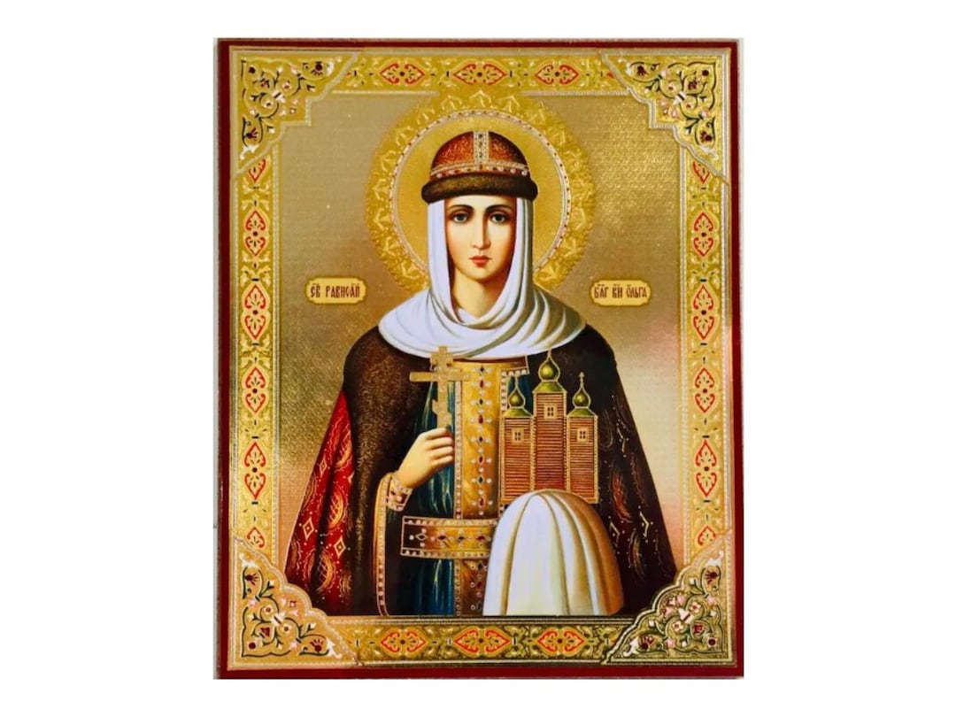 Saint Olga of Kiev, Wooden Handmade Icon Russian Premium Byzantine ...