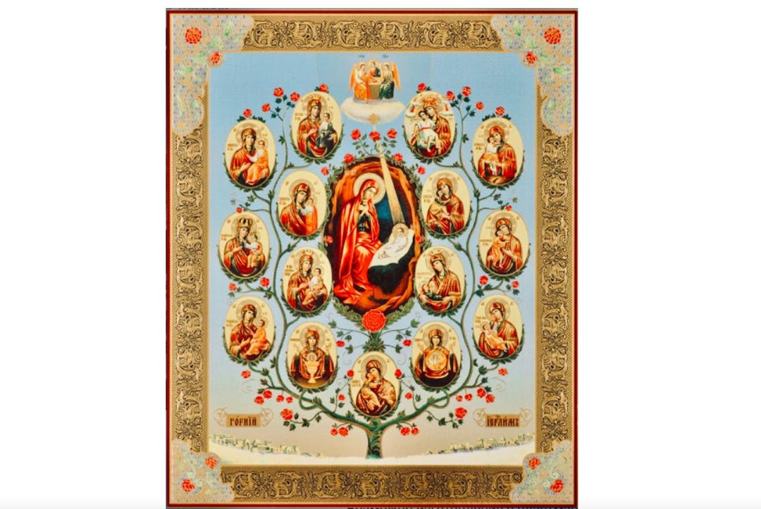 Handmade Russian Icon: Mother of God Tree, Sofrino Art (33x40 Cm) - Etsy