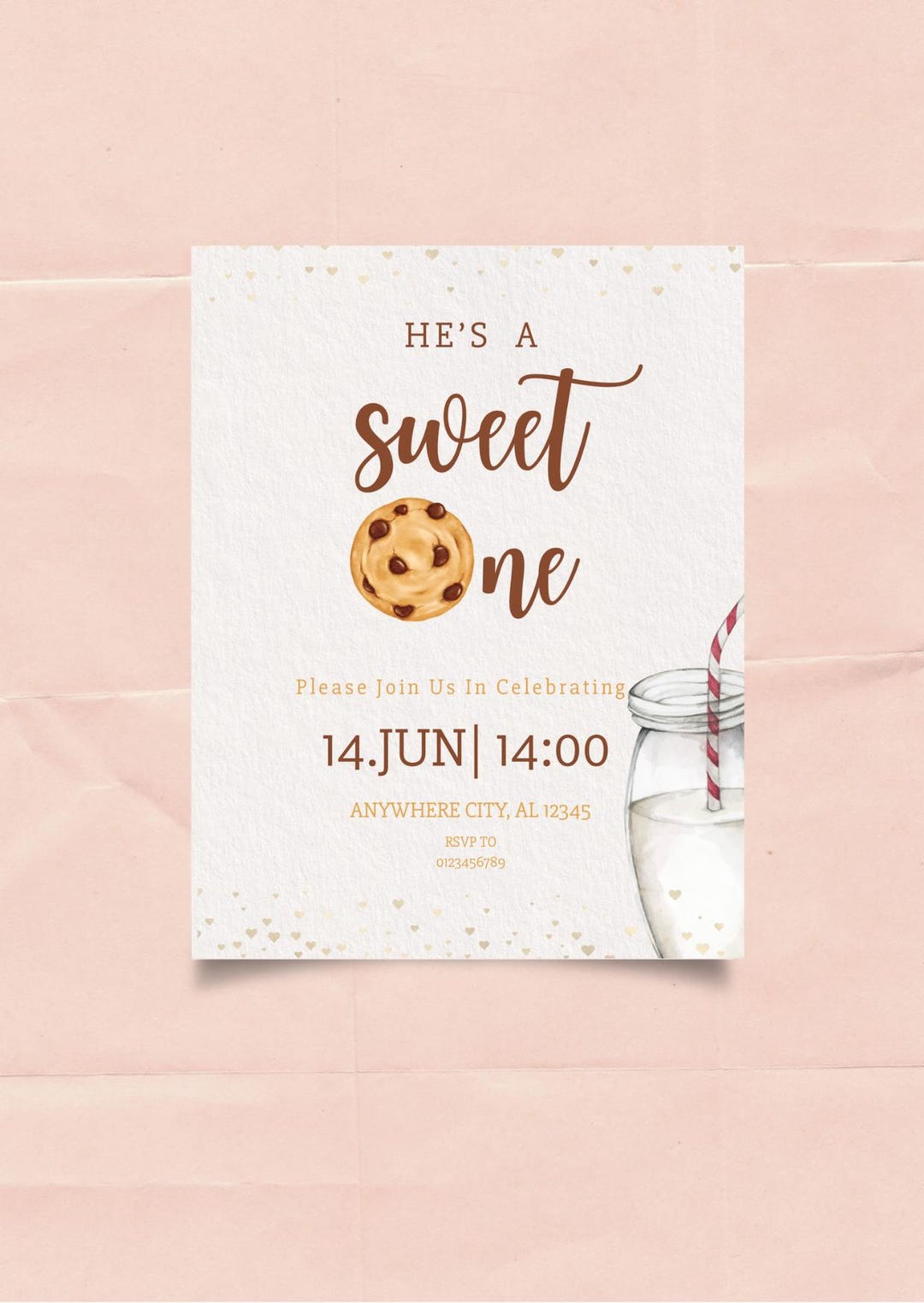 Cookie/biscuits Birthday Invitation Card, Sweet One - Etsy Australia