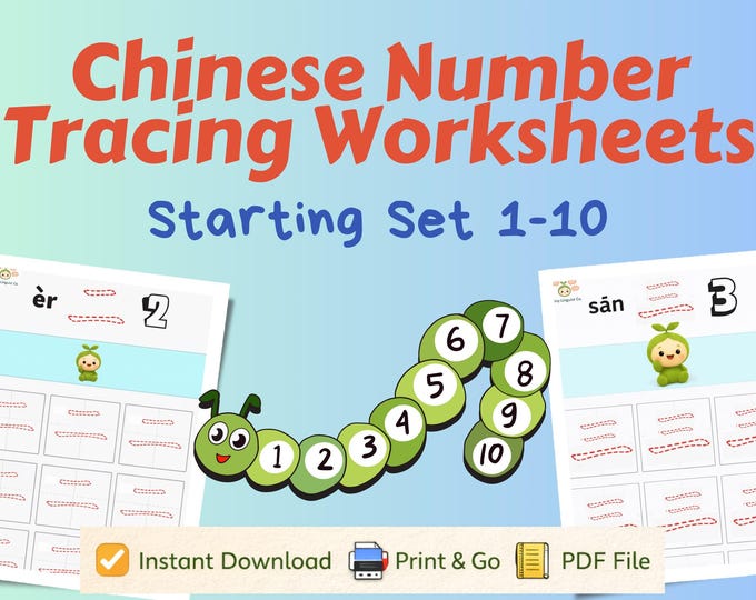 Printable Tracing Worksheet for Number With Chinese, Number 1-10 ...