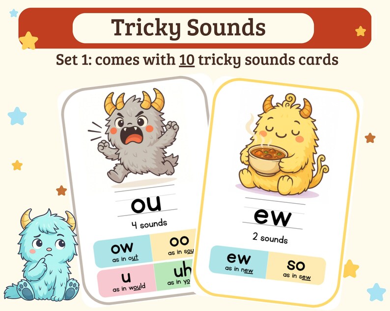 Monster Phonics Flashcards – Printable Phonics Cards for Preschool ...