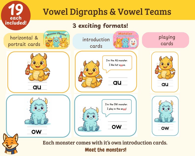 Monster Phonics Flashcards – Printable Phonics Cards for Preschool ...