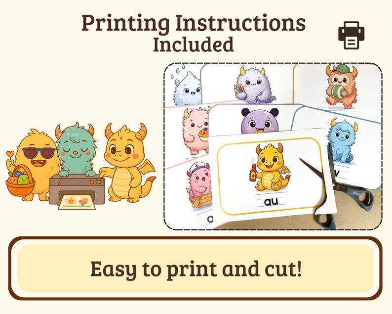 Monster Phonics Flashcards – Printable Phonics Cards for Preschool ...
