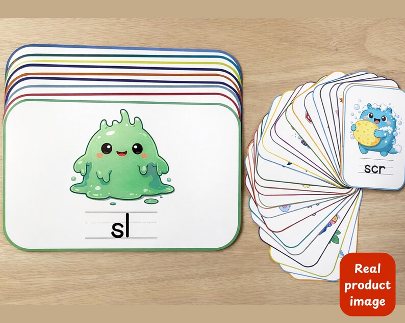 Monster Phonics Flashcards Set 3 – Beginning Blends (PDF Pattern) - Etsy