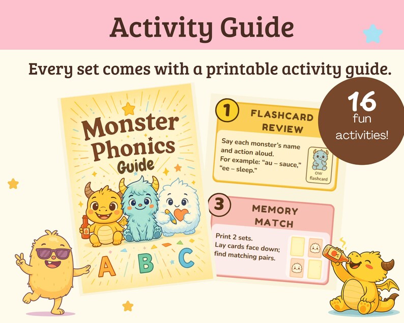Monster Phonics Flashcards – Printable Phonics Cards for Preschool ...