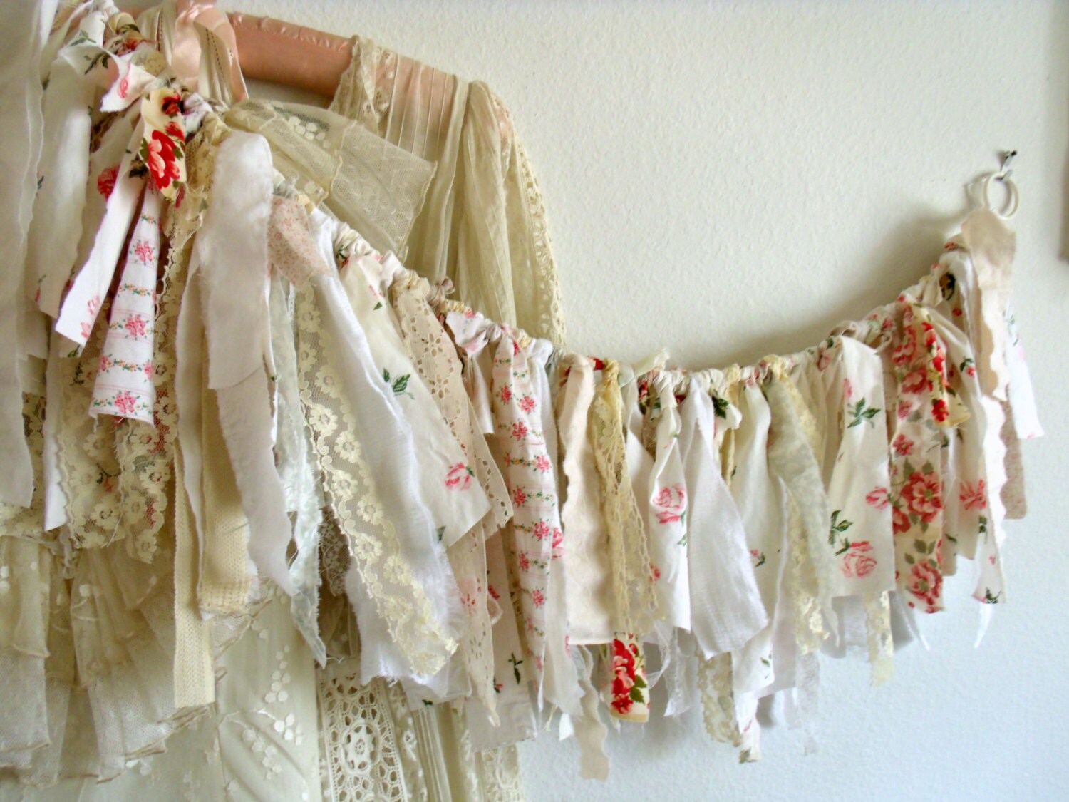 CUSTOM Tattered Torn Garland, Home Decor Handmade, Cottage, Romantic ...