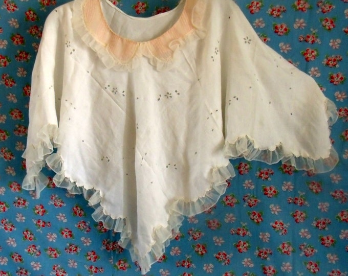 Linen Capelet Shrug Handsewn Vintage Collar Ruffle Trim One of - Etsy