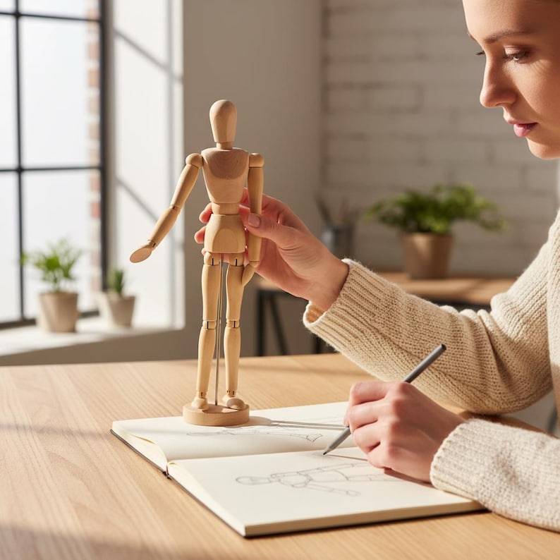Articulated Wooden Mannequin for Drawing | Flexible Artist Hand & Body ...