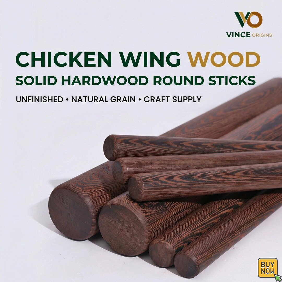 African Chicken Wing Wood Round Sticks - Unfinished Hardwood Craft Rods ...