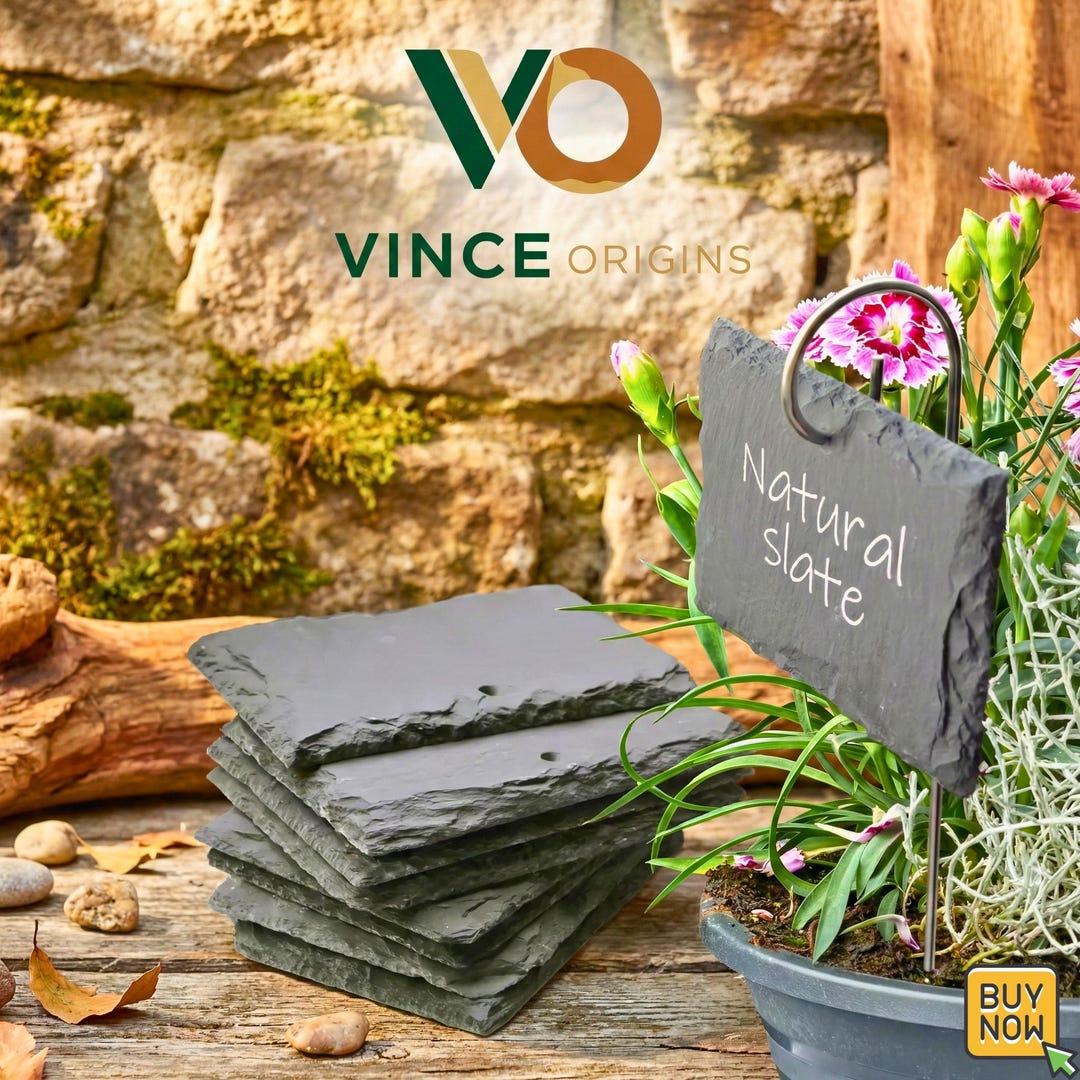 Slate Plant Markers With Stainless Steel Stakes, Reusable Garden Labels ...