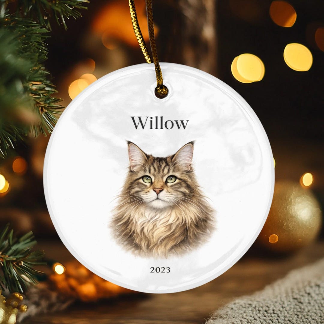 Personalized Cat Ornament, Custom Cat Portrait, Pet Memorial Keepsake ...