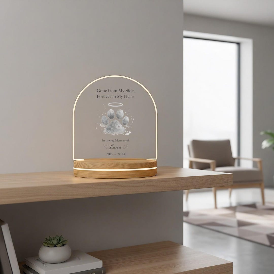 Personalized Pet Memorial LED Night Lamp, Pet Loss Sympathy Gif - Etsy