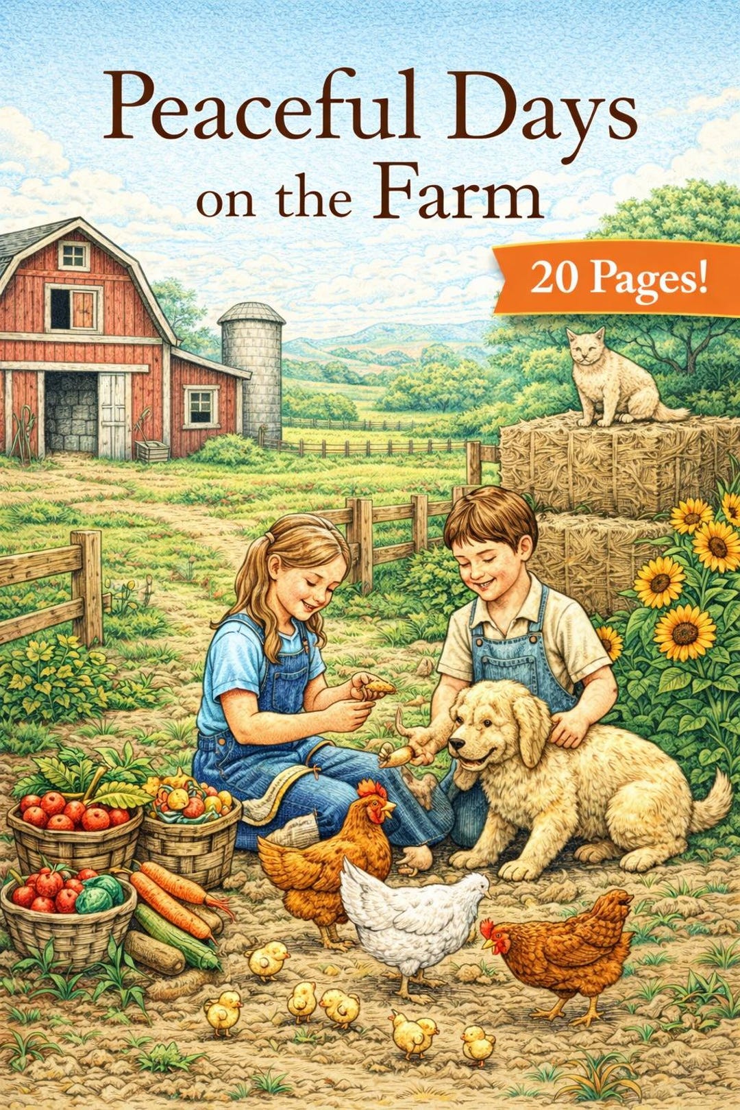 Peaceful Days on the Farm – Adult Coloring Book PDF | 20 Relaxing Farm ...