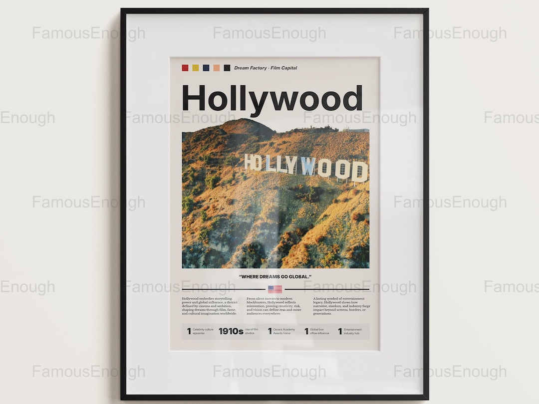 Hollywood Poster Digital Download | Film Capital Wall Art Printable ...
