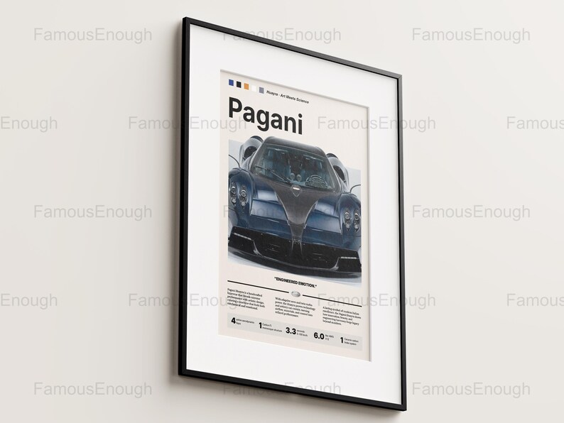 Pagani Huayra Hypercar Poster | Italian Supercar Garage Art (digital ...