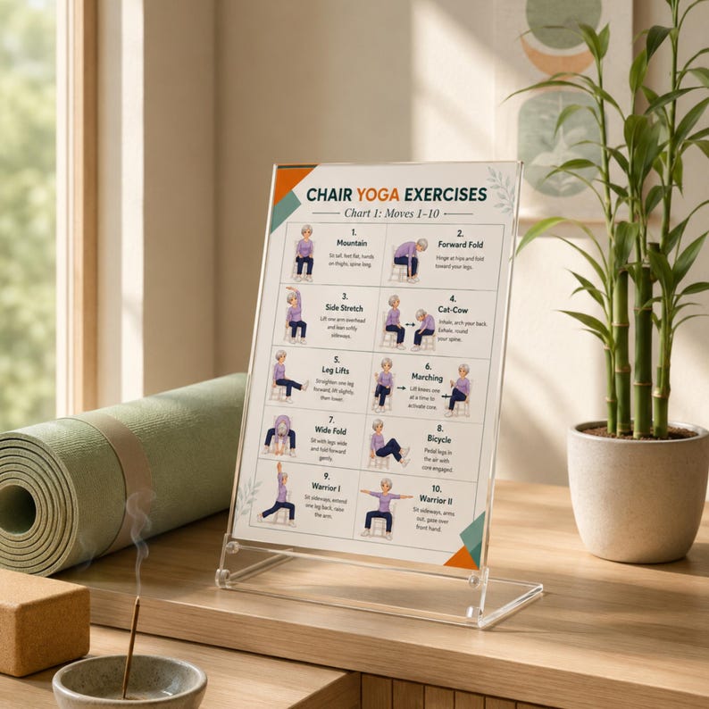 Chair Yoga for Seniors Printable PDF, 30 Day Gentle Exercise Program ...