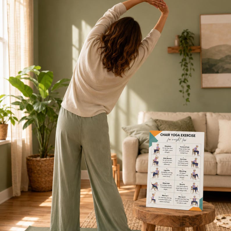 Chair Yoga for Seniors Printable PDF, 30 Day Gentle Exercise Program ...