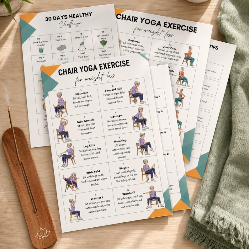 Chair Yoga for Seniors Printable PDF, 30 Day Gentle Exercise Program ...
