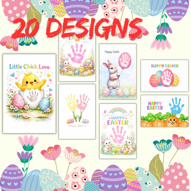 Easter Footprint Craft, Easter Handprint Art Bundle, Handprint Art, DIY ...
