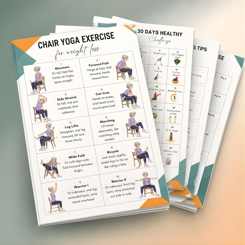 Chair Yoga for Seniors Printable PDF, 30 Day Gentle Exercise Program ...