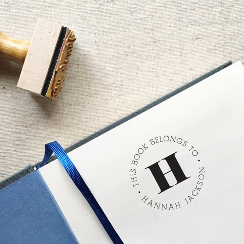 Monogram Book Stamp. Teacher Gift. Custom Bookplate Stamp. - Etsy