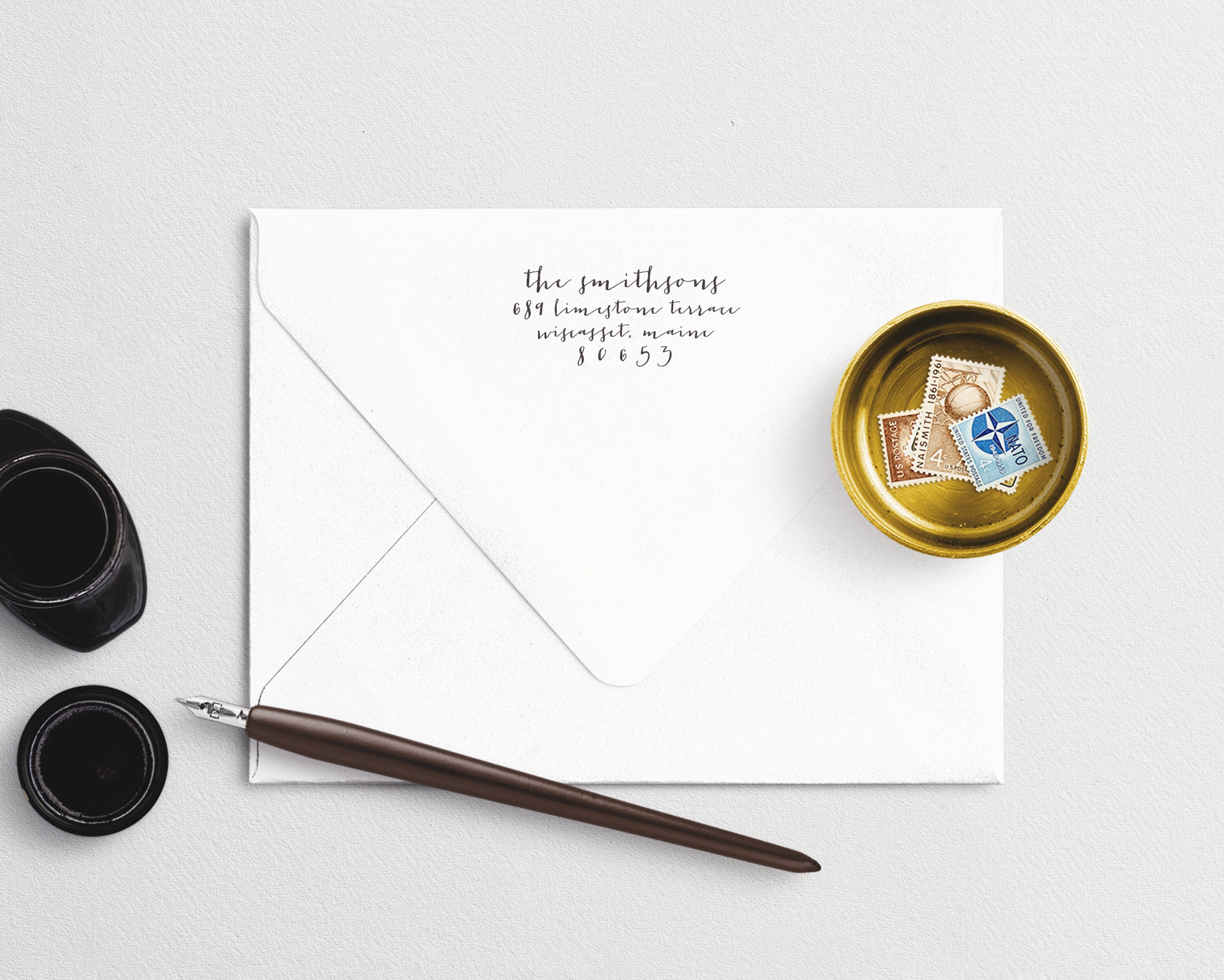 Custom Calligraphy Return Address Stamp Personalized Address | Etsy