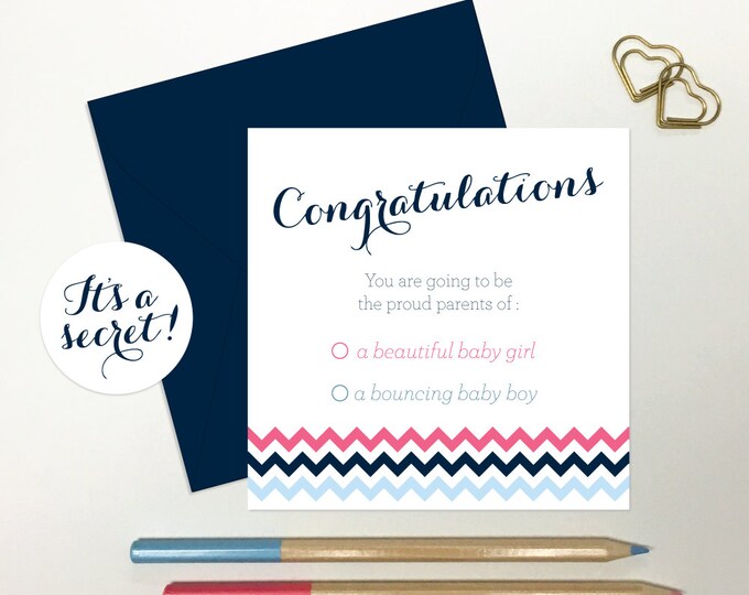 Gender Reveal Card Baby Keepsake Card Perfect Gift for Expecting ...