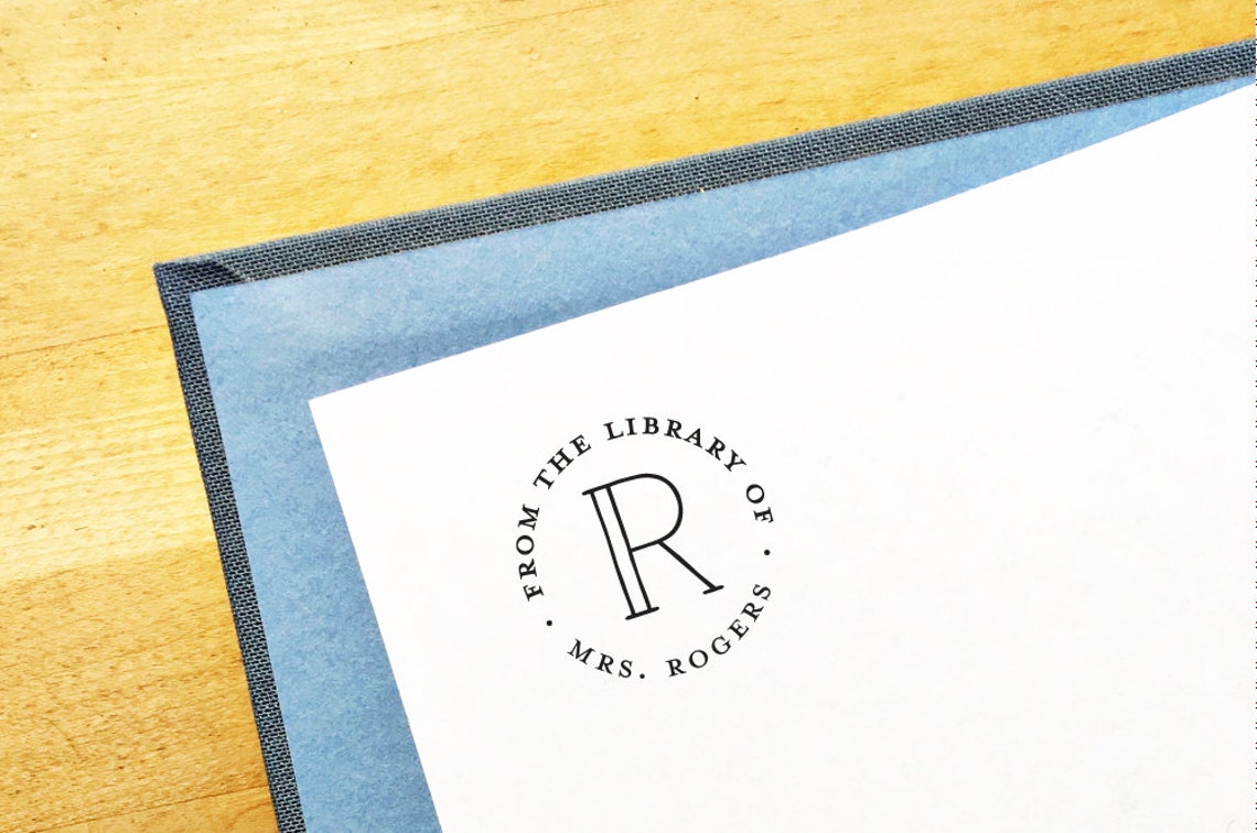 Monogram Book Stamp. Teacher Gift. Custom Bookplate Stamp. | Etsy