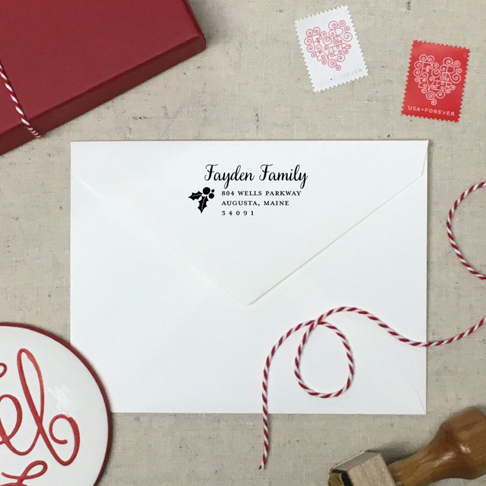 Holiday Address Stamp. Christmas Card Stamp. Family Holiday - Etsy